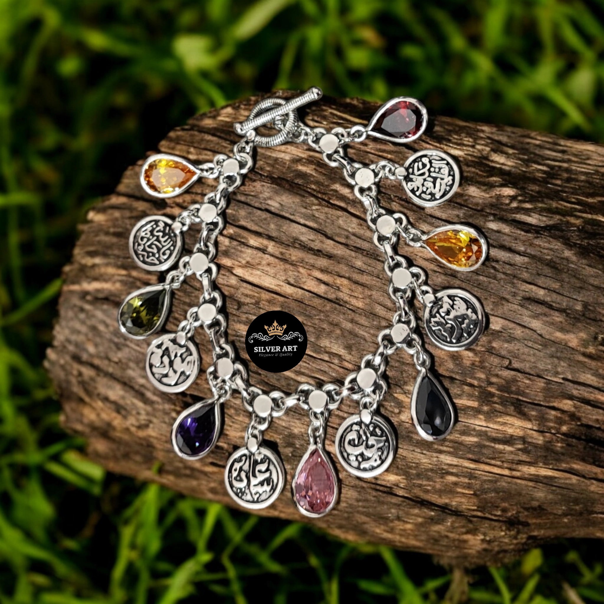 Colorful Dangling Charms Bracelet – Silver Art